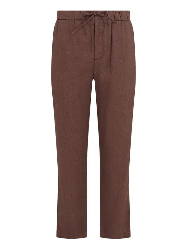 Frescobol Carioca Oscar Linen And Cotton-blend Drawstring Pants - Brown