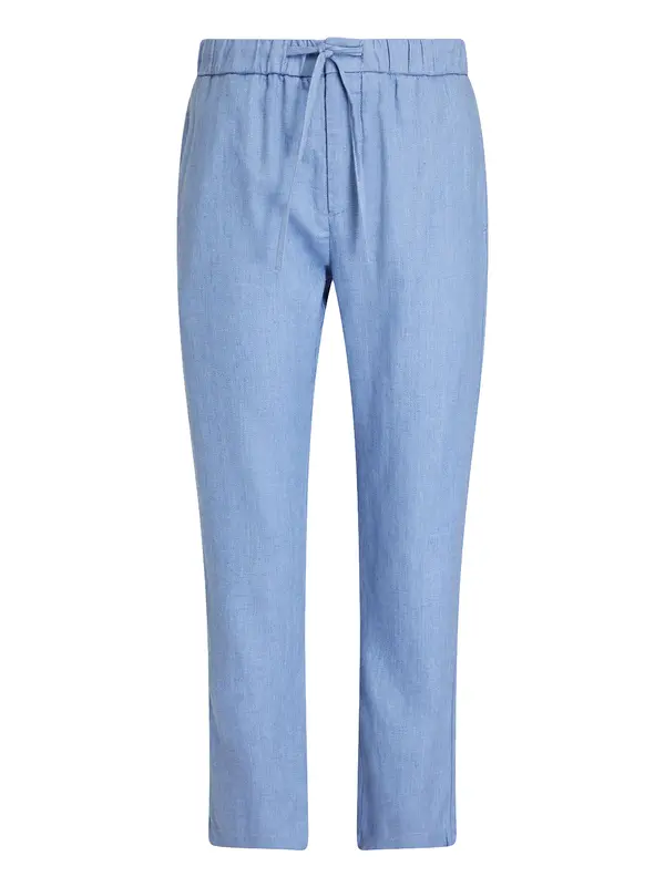 Frescobol Carioca Oscar Linen And Cotton-blend Drawstring Pants - Light Blue