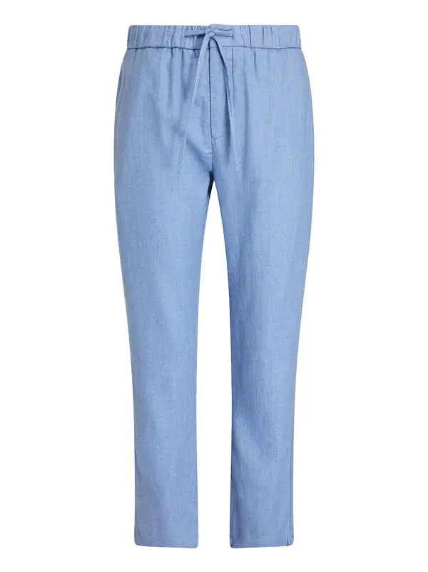 Frescobol Carioca Oscar Linen And Cotton-blend Drawstring Pants - Light Blue
