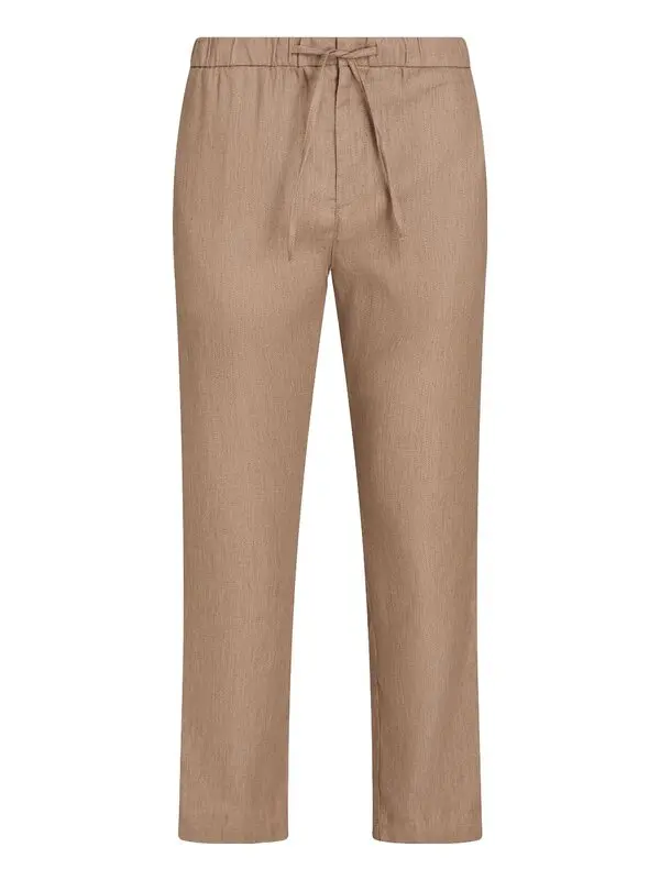 Frescobol Carioca Oscar Linen And Cotton-blend Drawstring Pants - Taupe