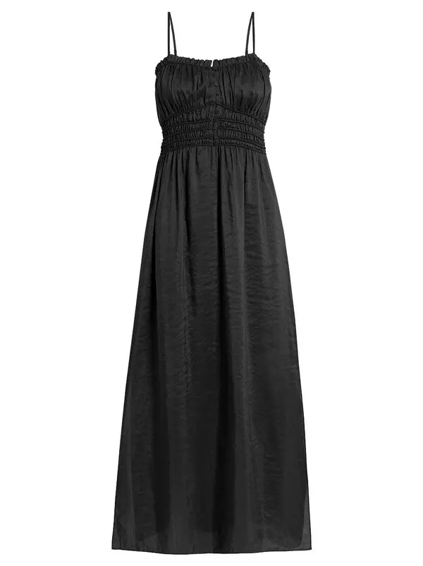 FRAME Ramie And Silk-blend Jacquard Maxi Slip Dress - Black