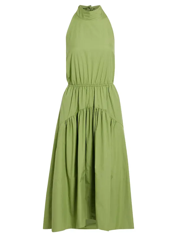 Vince Cotton-poplin Halterneck Midi Dress - Leaf Green