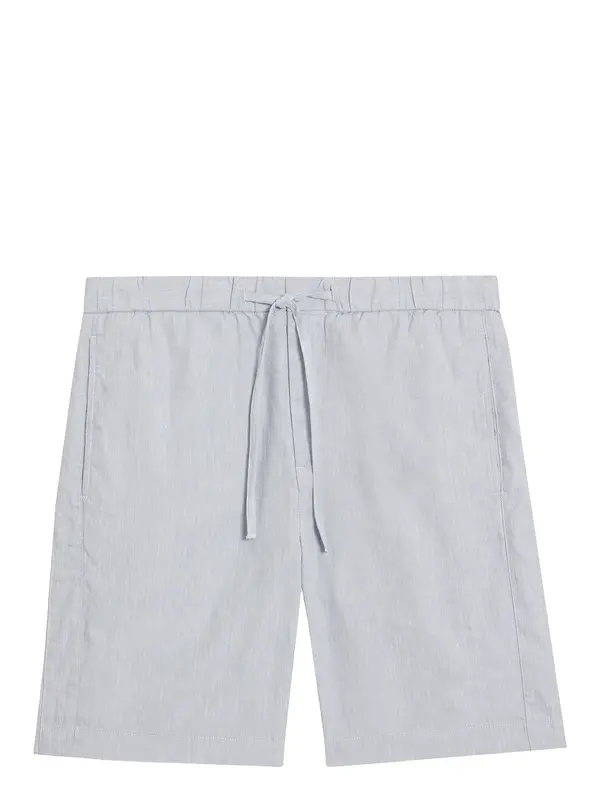Frescobol Carioca Felipe Herringbone Linen And Cotton-blend Drawstring Shorts - Sky Blue