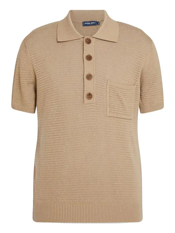 Frescobol Carioca Clemente Pointelleknit Cotton Polo Shirt - Sand