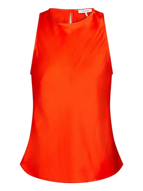 FRAME Washed Silksatin Top - Tomato Red