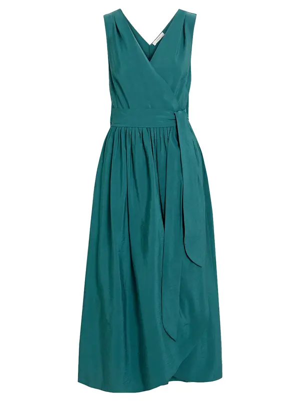 Vince Sateen Midi Wrap Dress - Teal