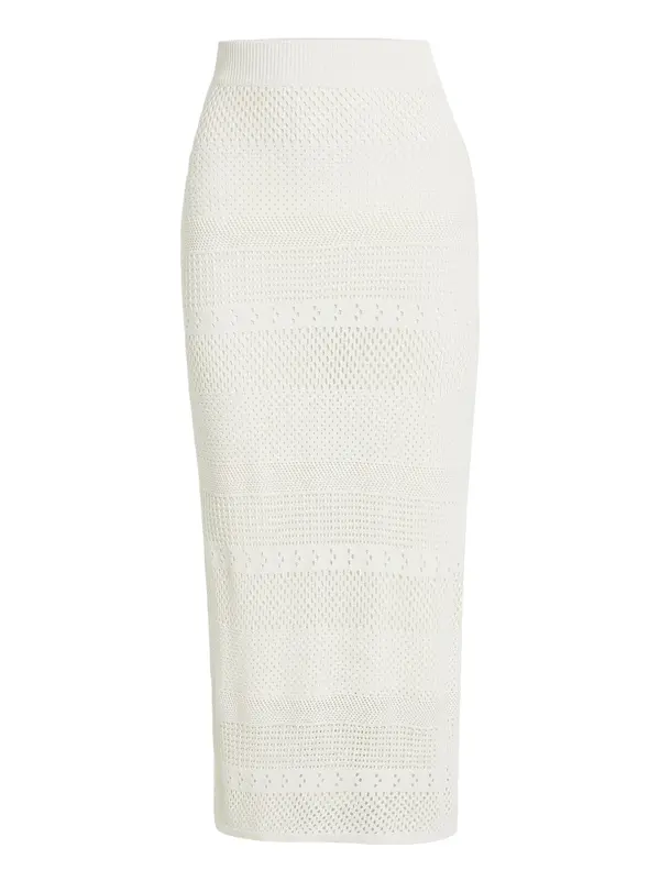 FRAME Crochet-knit Midi Pencil Skirt - Off-white