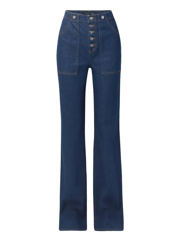 Veronica Beard High-rise Wide-leg Jeans - Dark Denim