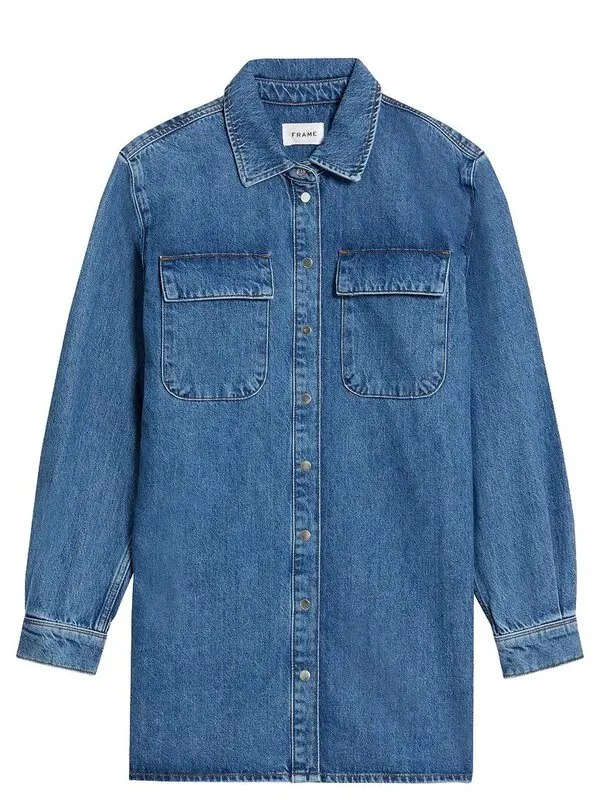 FRAME Denim Mini Shirt Dress - Mid Denim