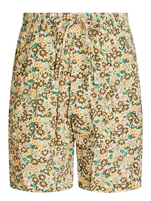 Nanushka Floral-print Crinkled Crepe Shorts - Beige