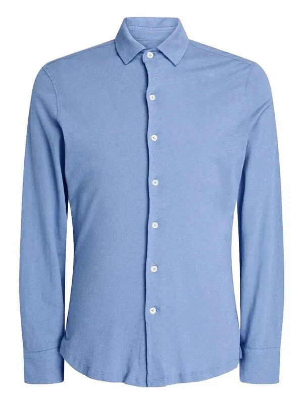 Frescobol Carioca Cotton And Linenblend Jersey Shirt - Light Blue
