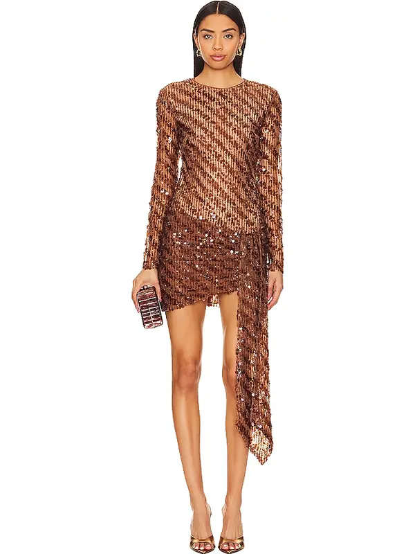 CAMILA COELHO Cataleya Sequin Mini Dress - Caramel