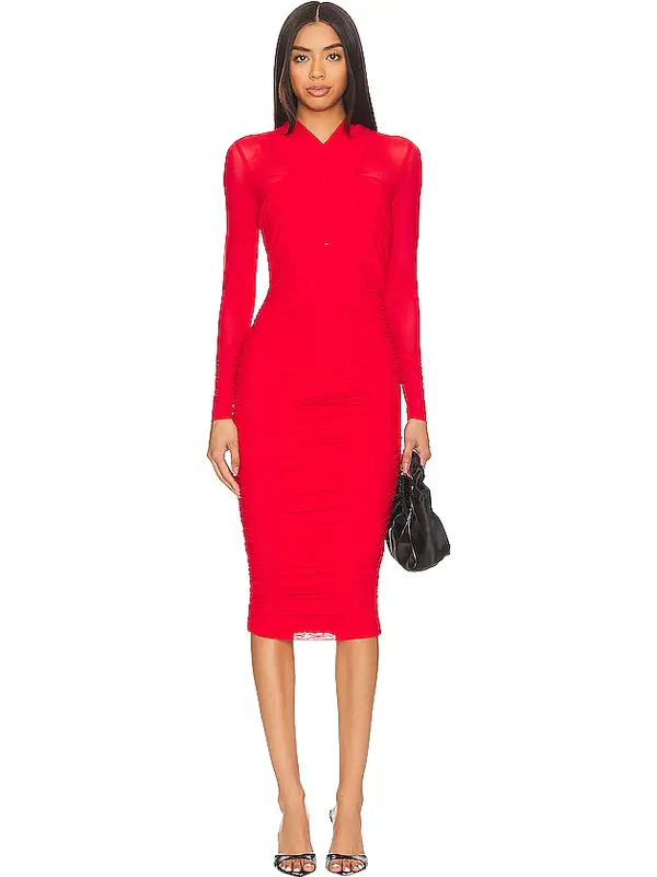 Bardot Aliyah Dress - Fire Red