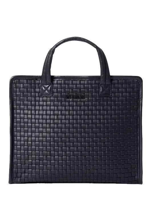 Mz Wallace Medium Woven Nylon Box Tote - Black Woven