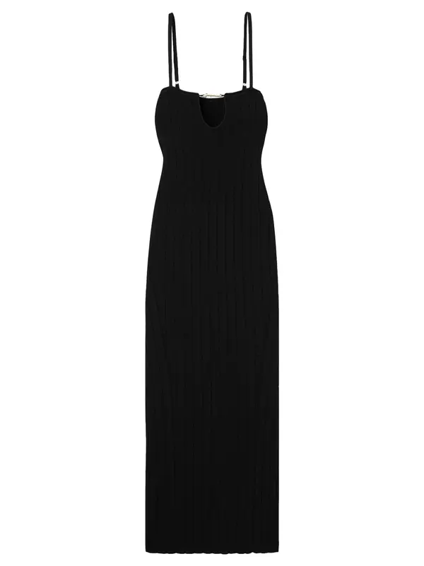 Jacquemus Embellished Ribbed-knit Midi Dress - Black