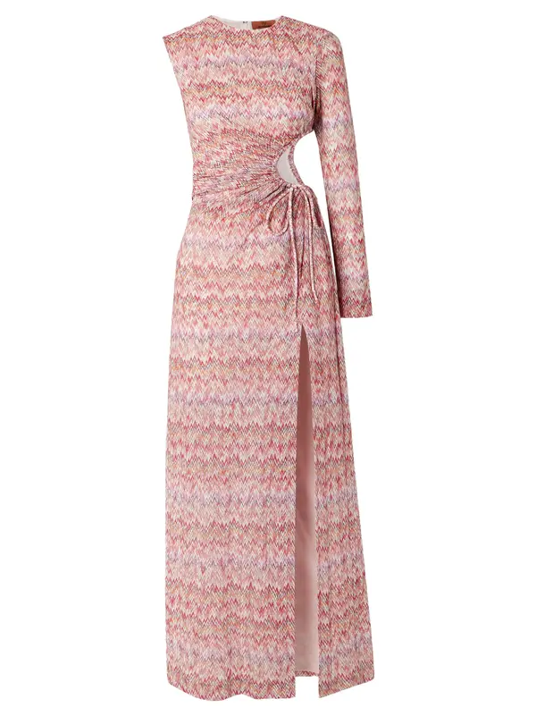 Missoni One-sleeve Crochet-knit Maxi Dress - Pink