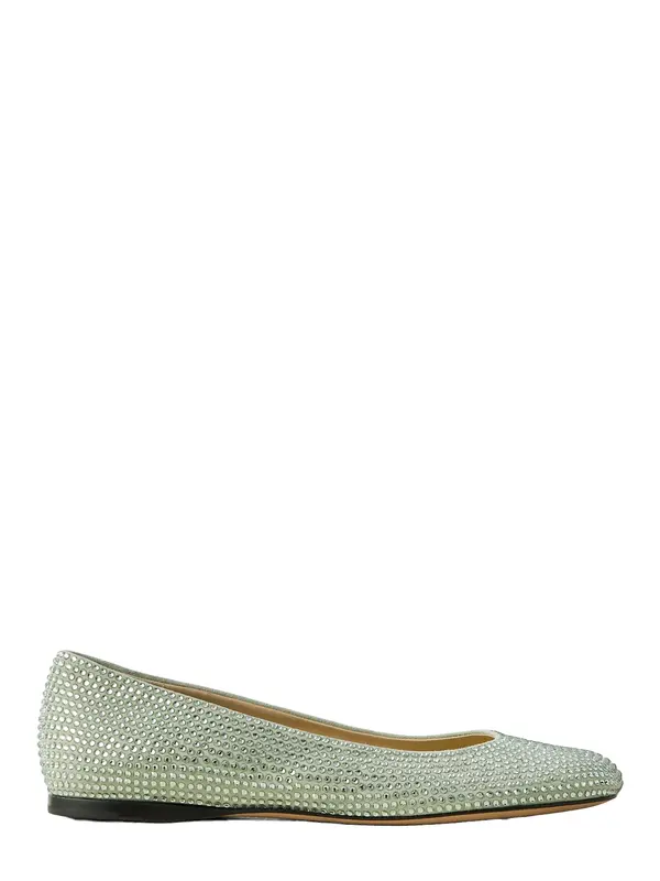 Loewe Crystal-embellished Suede Ballet Flats - Green