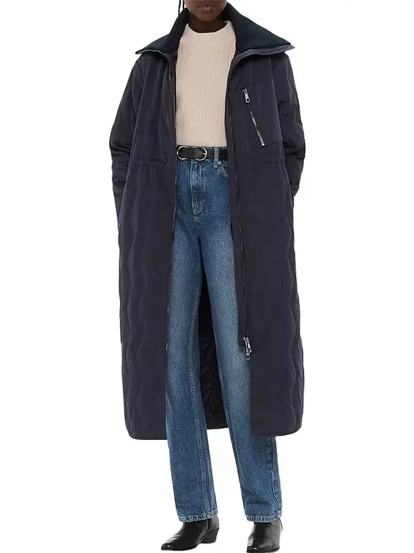 Whistles Niara Quilted Coat - Navy