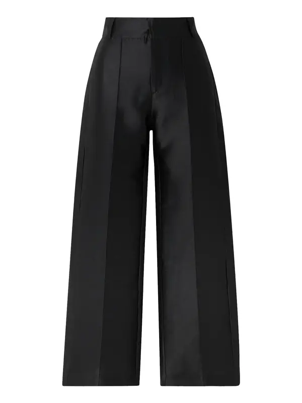 DESTREE Yoshitomo Pleated Faille Wide-leg Pants - Black
