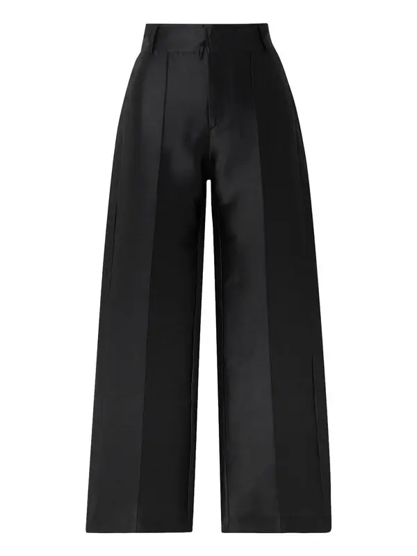 DESTREE Yoshitomo Pleated Faille Wide-leg Pants - Black