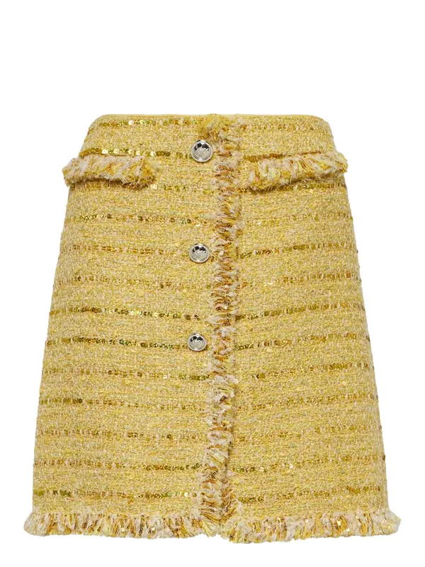 Giambattista Valli Fringed Bouclé Miniskirt - Yellow