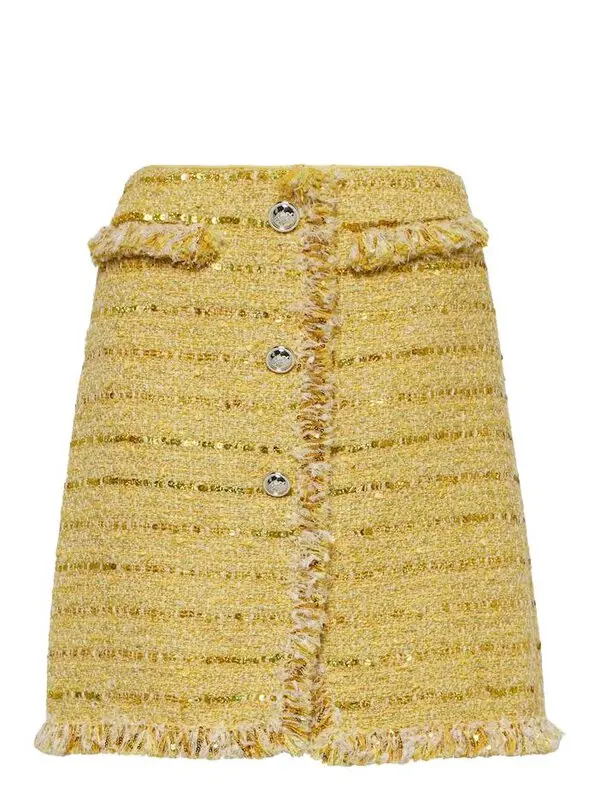 Giambattista Valli Fringed Bouclé Miniskirt - Yellow