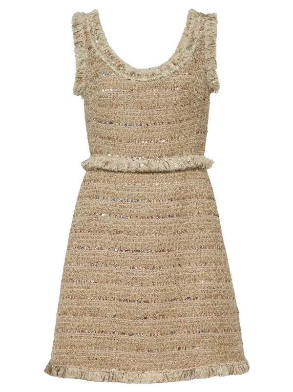 Giambattista Valli Fringed Bouclé Mini Dress - Gold