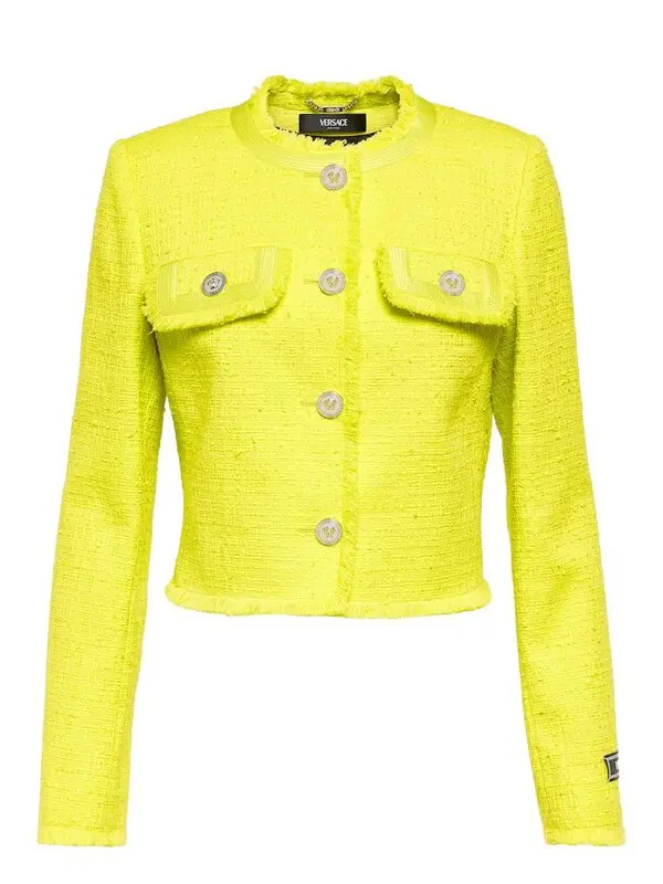 Versace Cotton-blend Boucle Jacket - Yellow
