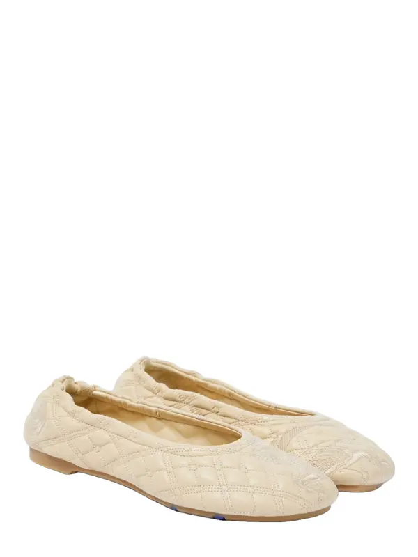 Burberry Ekd Quilted Leather Ballerinas - Beige
