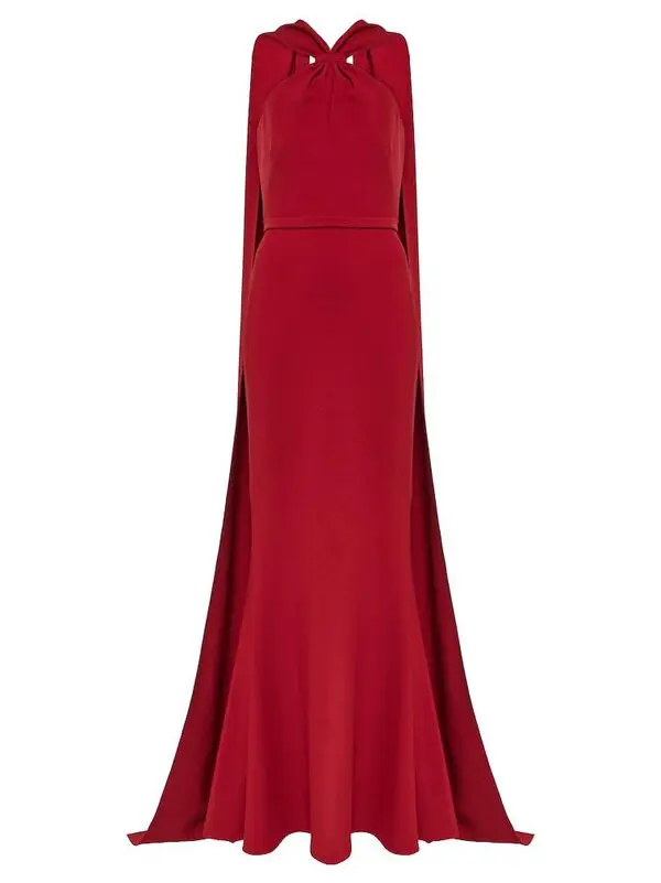 Safiyaa Lilien Halterneck Gown - Red