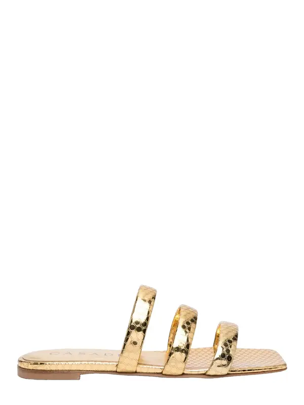 Casadei Atomium Leather Slides - Gold