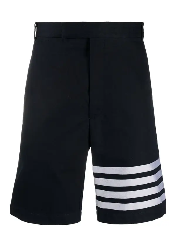 Thom Browne 4-bar Stripe Cotton Shorts - Blue