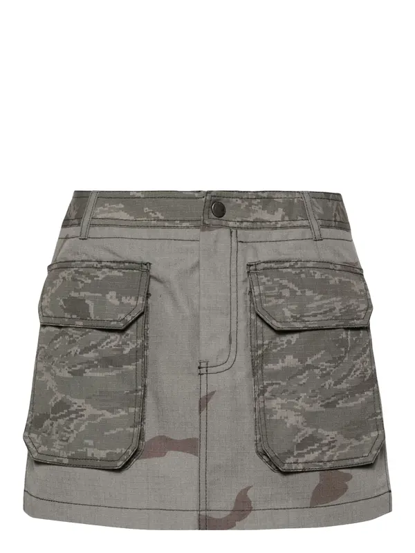 MARINE SERRE Regenerated Camouflage Miniskirt - Grey