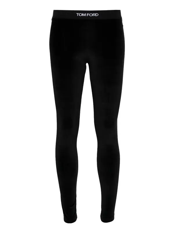 TOM FORD Velvet Logo-waistband Leggings - Black