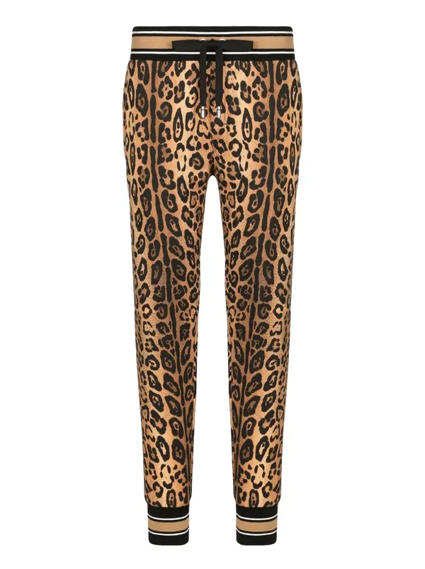 Dolce & Gabbana Leopard-print Cotton Track Pants - Brown