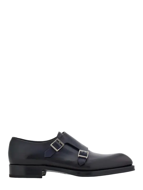 FERRAGAMO Double-monkstrap Leather Shoes - Blue