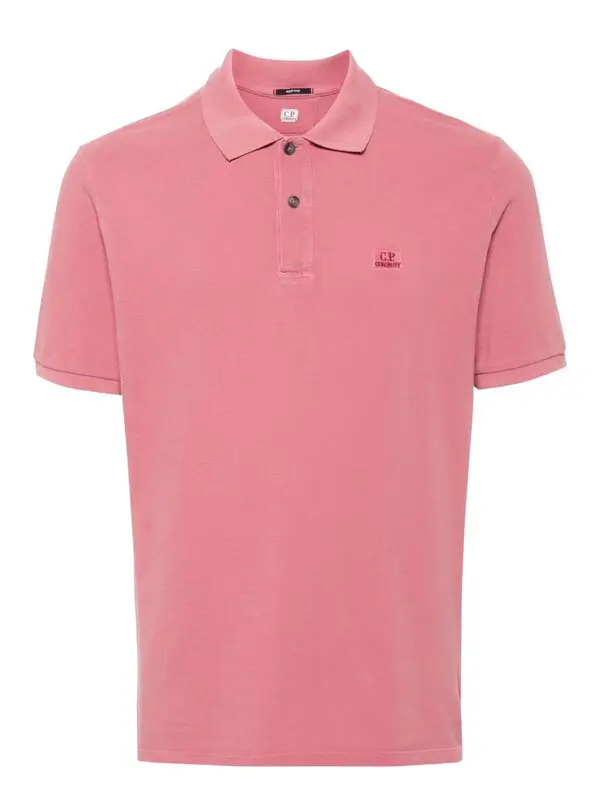 C.P. COMPANY Logo-embroidered Polo Shirt - Pink