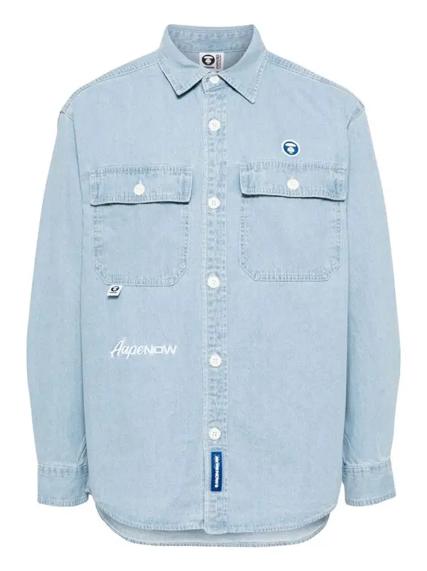 AAPE BY *A BATHING APE® Logo-appliqué Denim Shirt - Blue