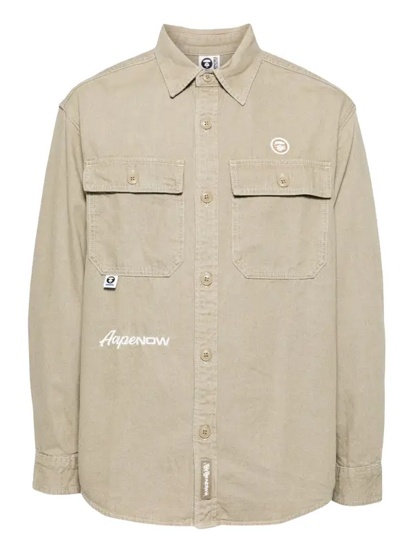 AAPE BY *A BATHING APE® Logo-appliqué Denim Shirt - Brown