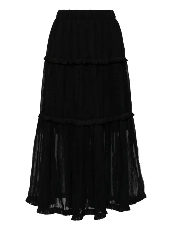 B+AB Tiered Midi Skirt - Black