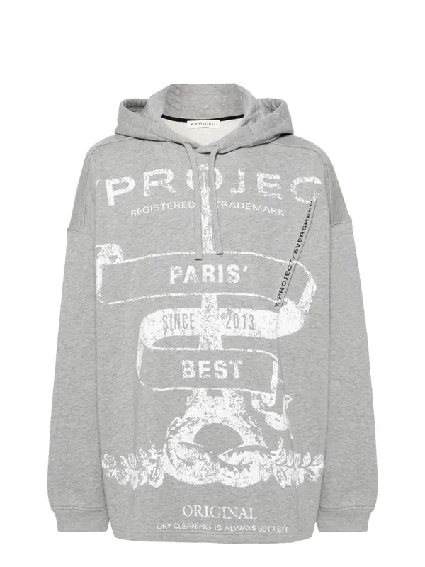 Y/project Logo-printed Mélange Hoodie - Grey