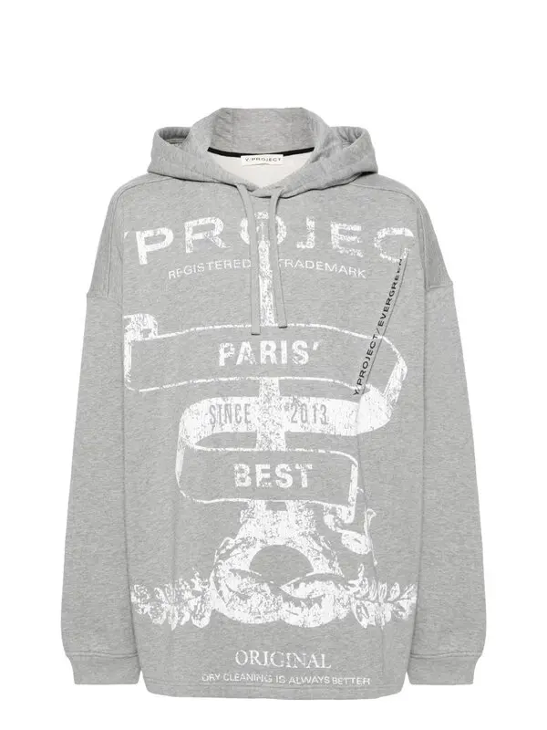 Y/project Logo-printed Mélange Hoodie - Grey