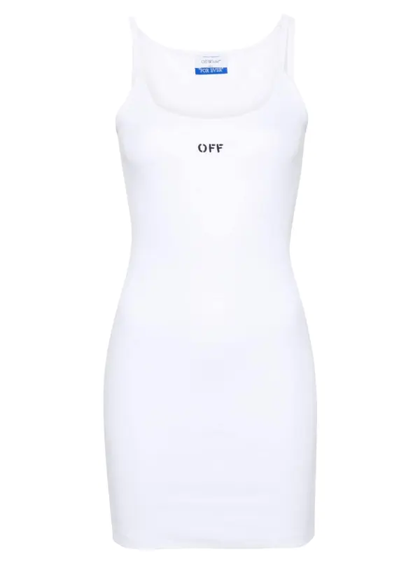 Off-White Logo-print Ribbed Minidress - White