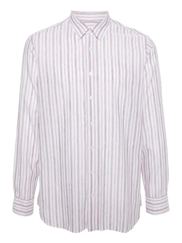 LARDINI Halo-stripe Classic-collar Shirt - Pink