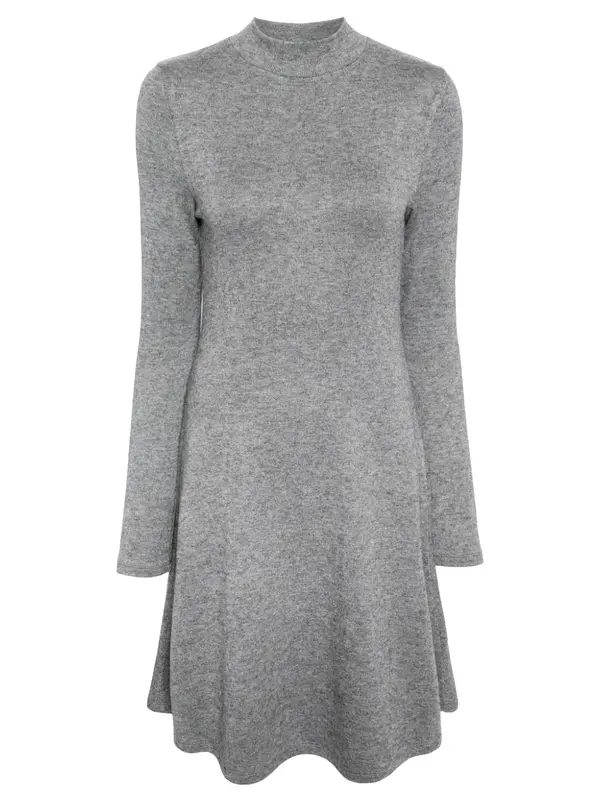 Vince High-neck Knit Mini Dress - Grey