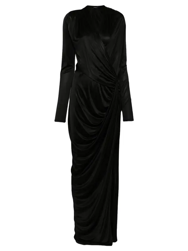 Atlein Gathered Wrap Gown - Black
