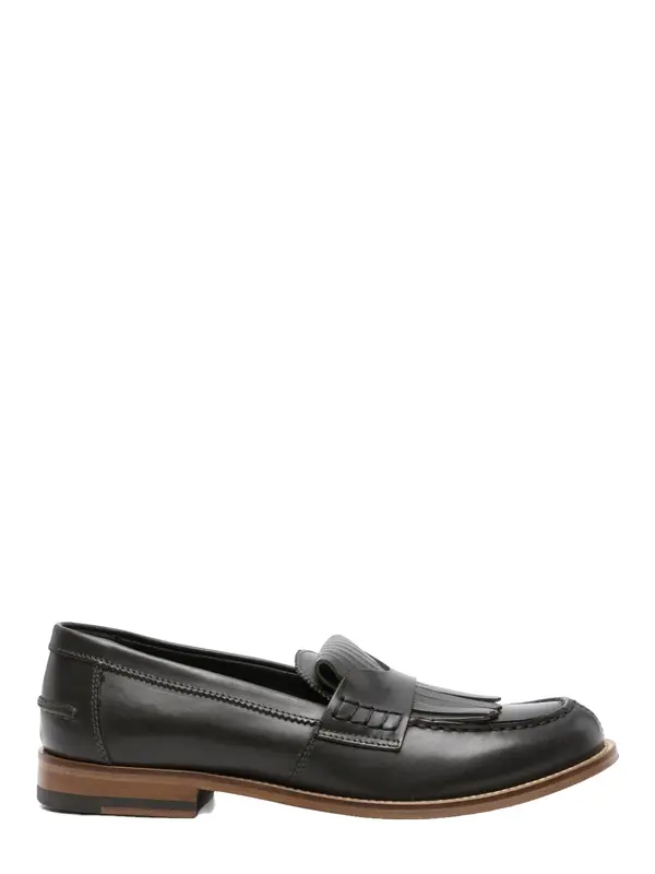 SCAROSSO Bridget Leather Loafers - Grey