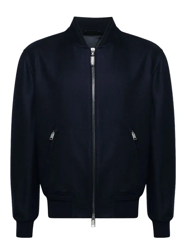 Brioni Brushed-effect Twill Bomber Jacket - Blue