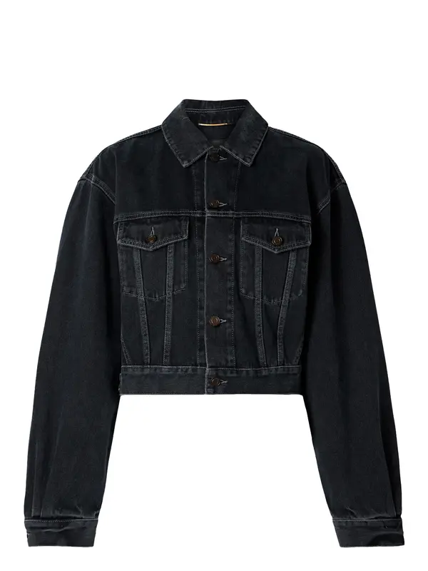 Saint Laurent Cropped Denim Jacket - Blue