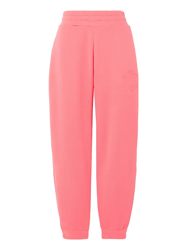 Moncler Embossed Cotton-jersey Track Pants - Pink